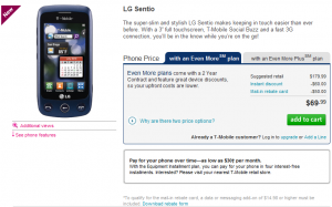 LG Sentio Now Available For $69.99 - TmoNews