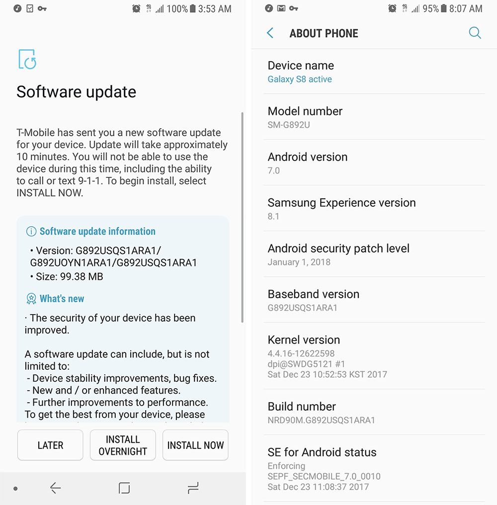 T-Mobile Samsung Galaxy S8 Active and LG G6 receiving security updates ...