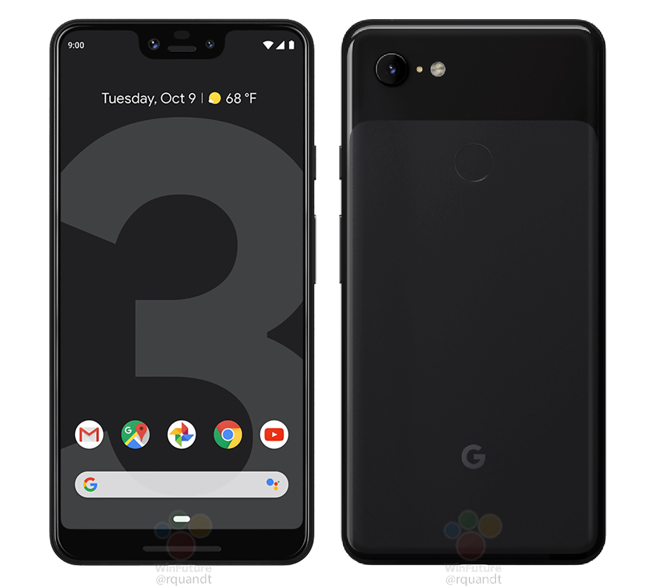 Google Pixel 3 and Pixel 3 XL renders leak, show black and white color ...